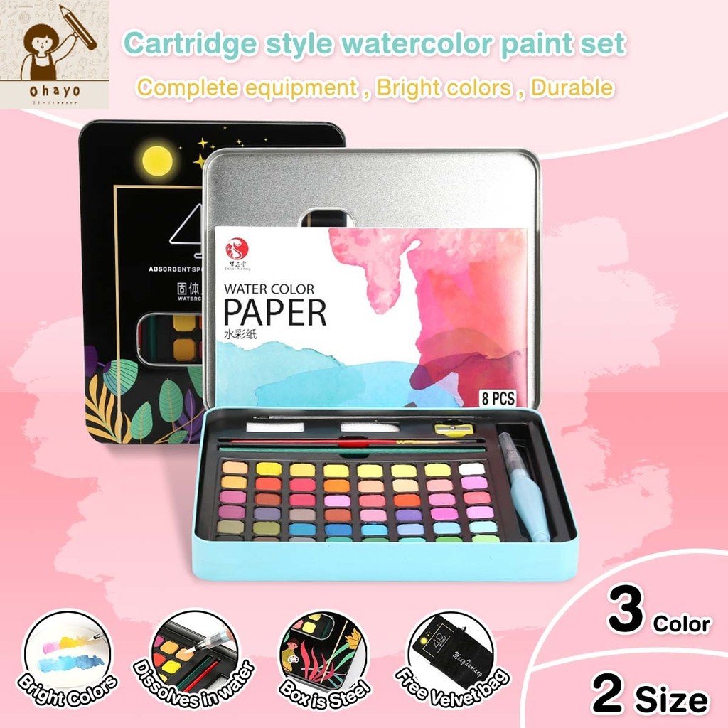 Solid Watercolor Paint Set Watercolor Set with 36/48 Colors Watercolor Paint Drawing Art ...
