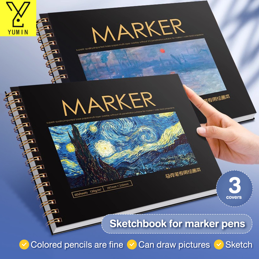 60 Sheets A4/8K Sketchbook Drawing Notebook Watercolor Sketchpad No ...