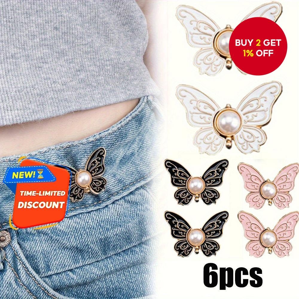 6pcs Removable Butterfly Metal Waist Clips - Adjustable Metal Pants and ...
