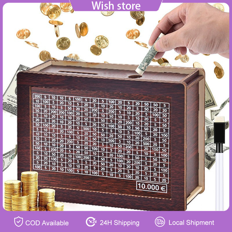 Simple Wooden Coin Bank Creative Money Box with Counter Desktop ...