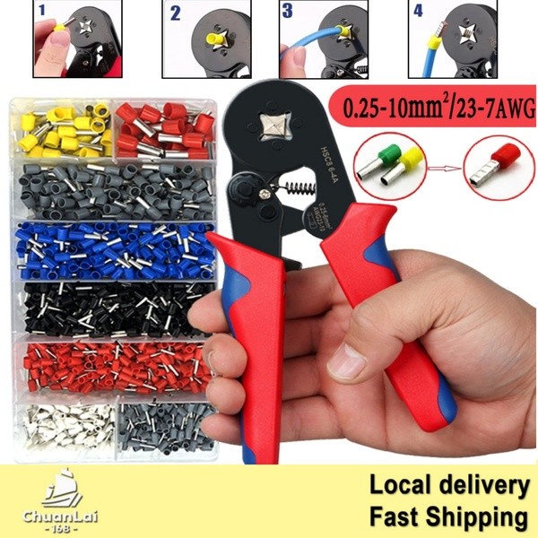 1250pcs tubular insulated cable terminal clamp box kit, terminal lug ...