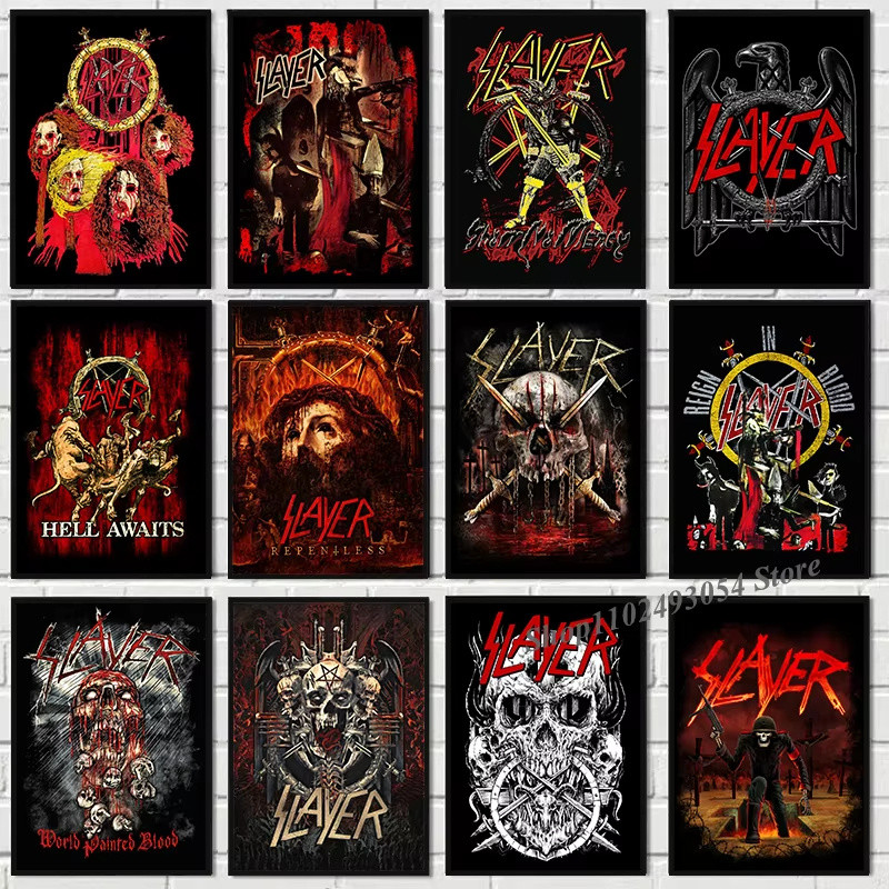Slayer Heavy Metal Rock Band Album Poster Wall Art Canvas Painting ...