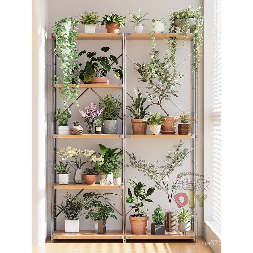 Home Storage Rack Balcony Succulent Rack Natural Wood Style Storage ...