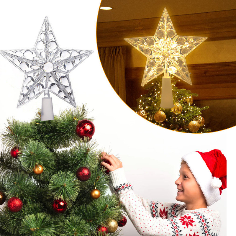 Luminous Christmas Tree Ceiling Light Topper LED Shining Star Lamp Five ...