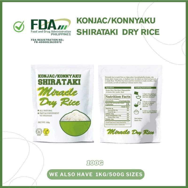 Zenfiber Organiques Konjac/Konnyaku Shirataki Dry Rice - 100g | Shopee ...