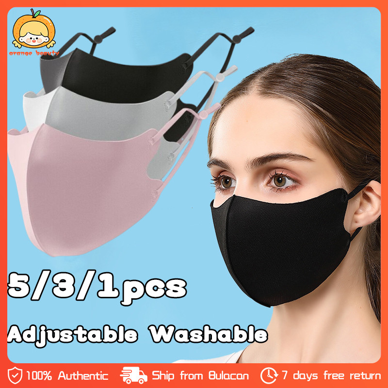 5Pcs/set Soft Ice Silk Face Masks Washable Anti Dust Face Mask for ...