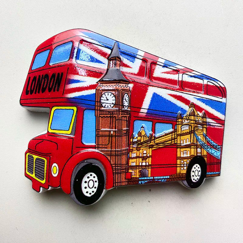 3D London Double-Decker Bus Fridge Magnet - Union Jack, Big Ben, Tower ...
