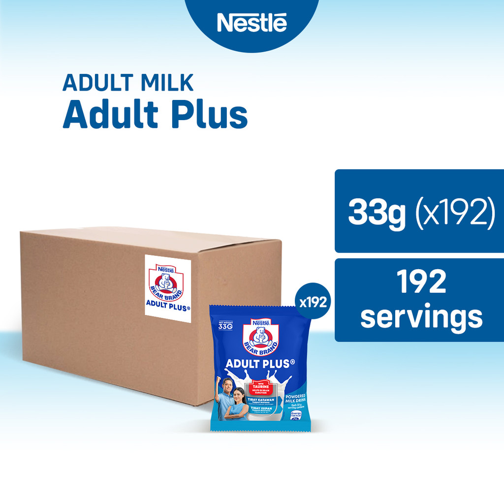 BEAR BRAND Adult Plus Milk Powder 33g - Case of 192 | Shopee Philippines