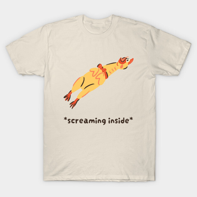 Authentic T-Shirt Cotton 1 Funny Chicken Screaming Inside Short Sleeve ...