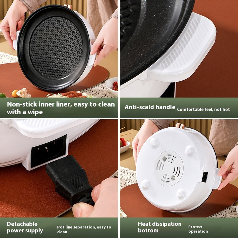 Electric Cooking Pot Non-stick Household Barbecue Fry Pan 3 Gear for ...