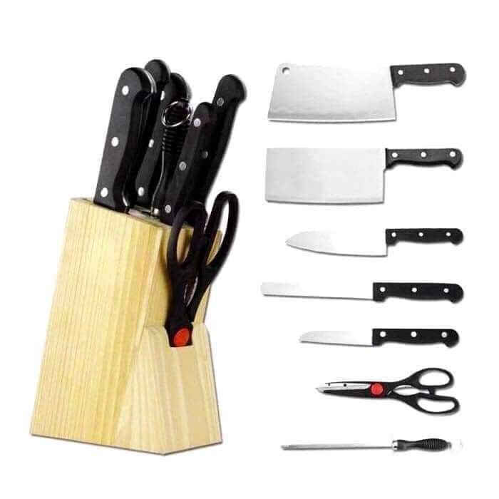 7-Piece Kitchen Knife Set with Wooden Block – Stainless Steel Knives ...
