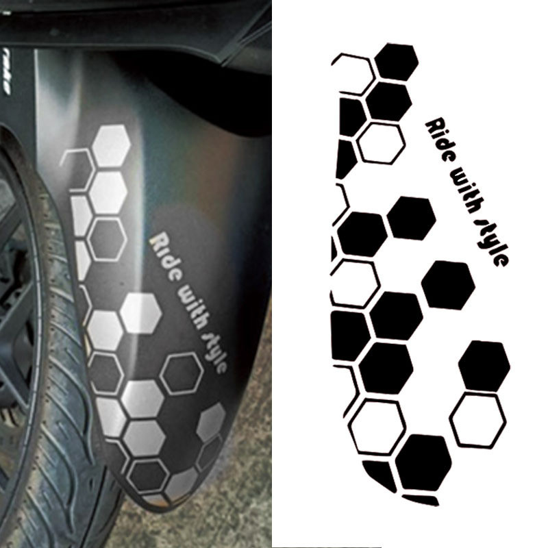 Reflective Body Decal for Motorcycle – Honeycomb Shape Mudguard Sticker ...