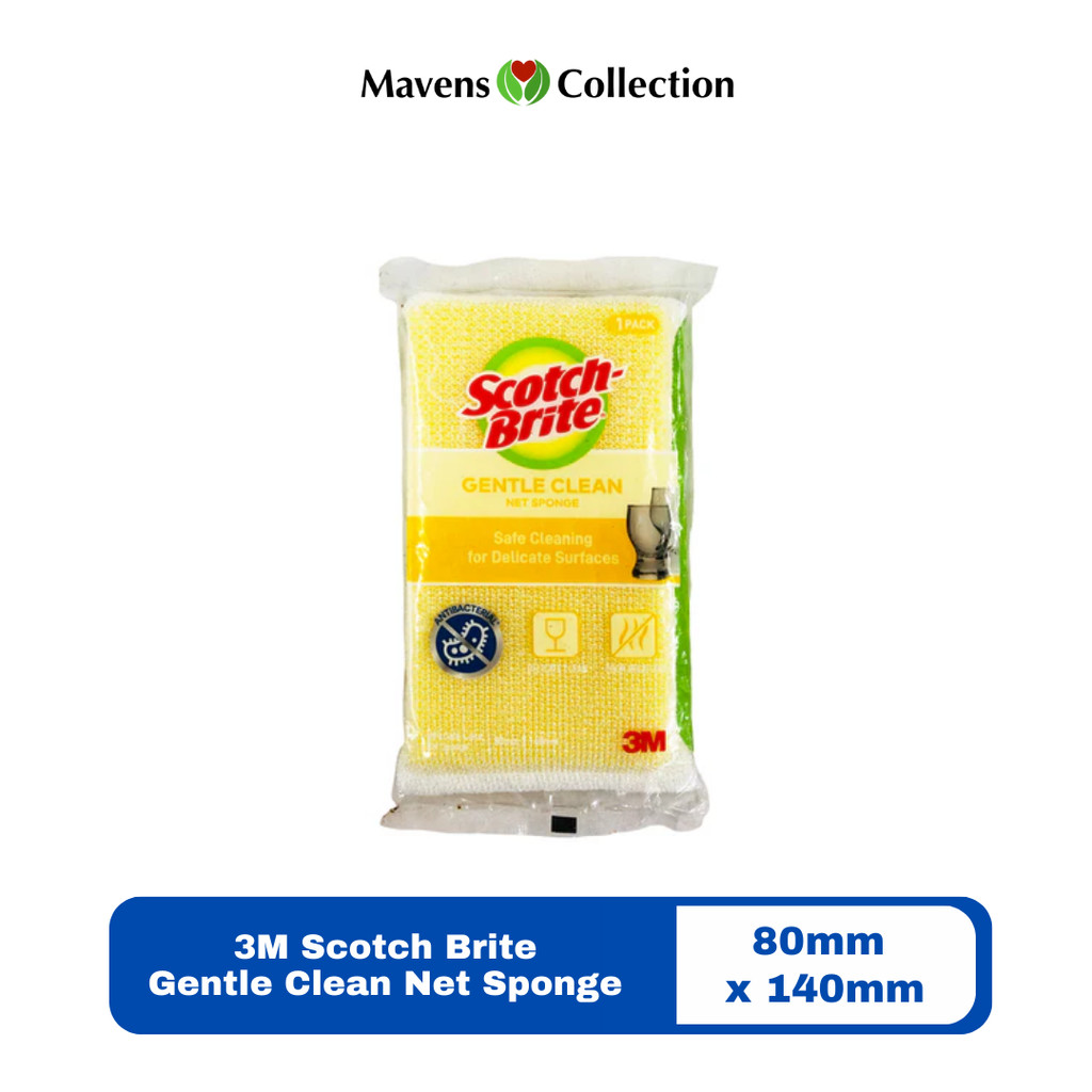 3M Scotch Brite Gentle Clean Net Sponge Delicate Care - 80mm x 140mm ...