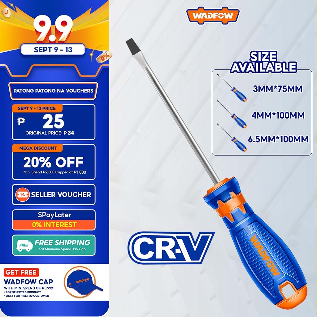 Wadfow Cr-V Material - black tip Slotted Screwdriver (Round Shank ...