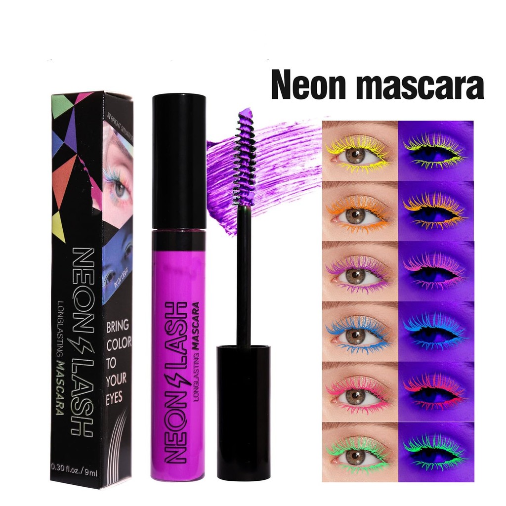 MAEPEOR Neon Mascara 6 Colors Blacklight Mascara waterproof and ...