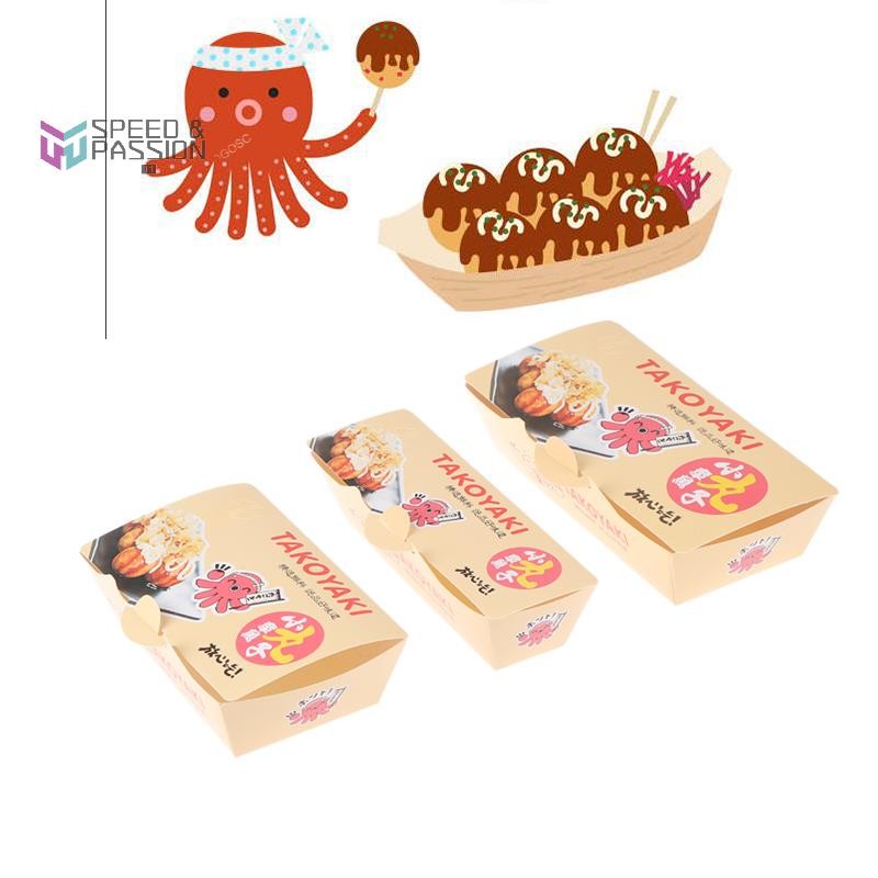 Speed 50pcs Octopus Packaging Box Japanese Street Food Takoyaki ...
