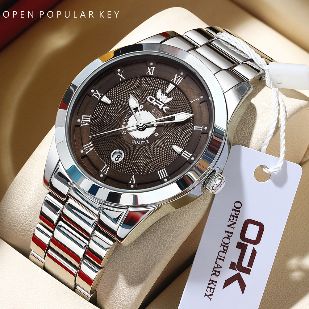 OPK Watch For Men Waterproof Original Quartz Stainless Steel Coffee ...