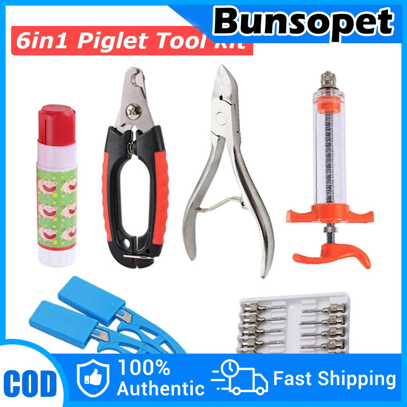 6 In 1 Piglet Kit Tail (Plier+ Marker Crayon+ Piglets Tooth Teeth Nipper +Castration Cutter ...