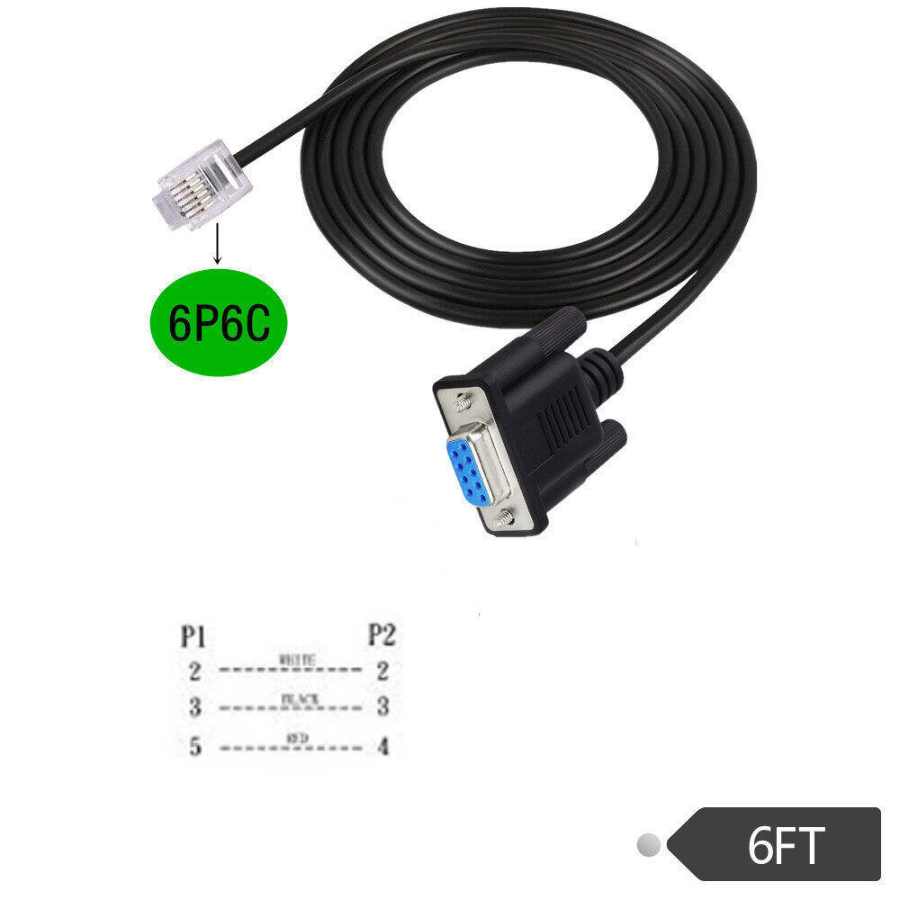 RS232 DB9 Female to RJ11 RJ12 6P6C Local Area Network Serial Console ...