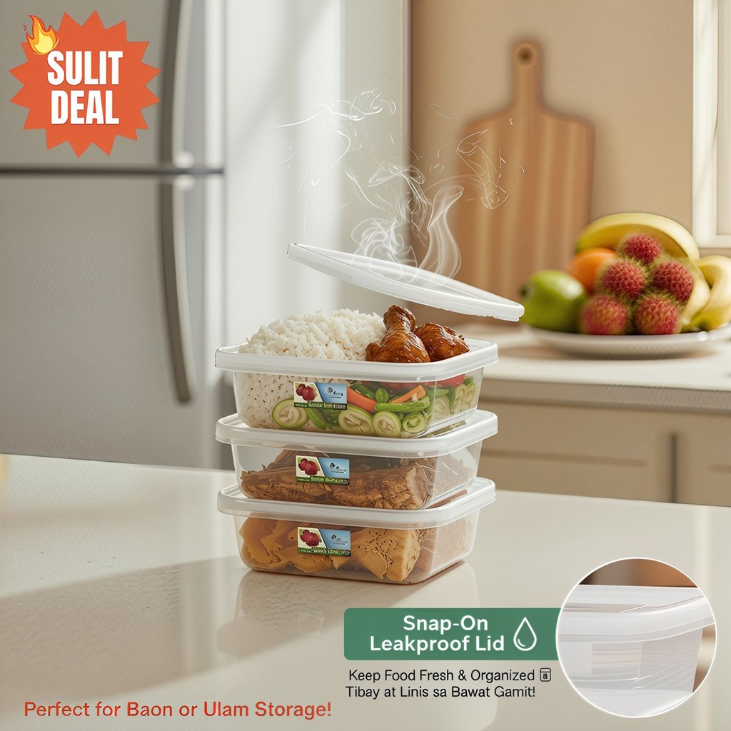 HomeBiz Supply Leakproof Transparent Food Container Snap-Lock Lunch Box ...