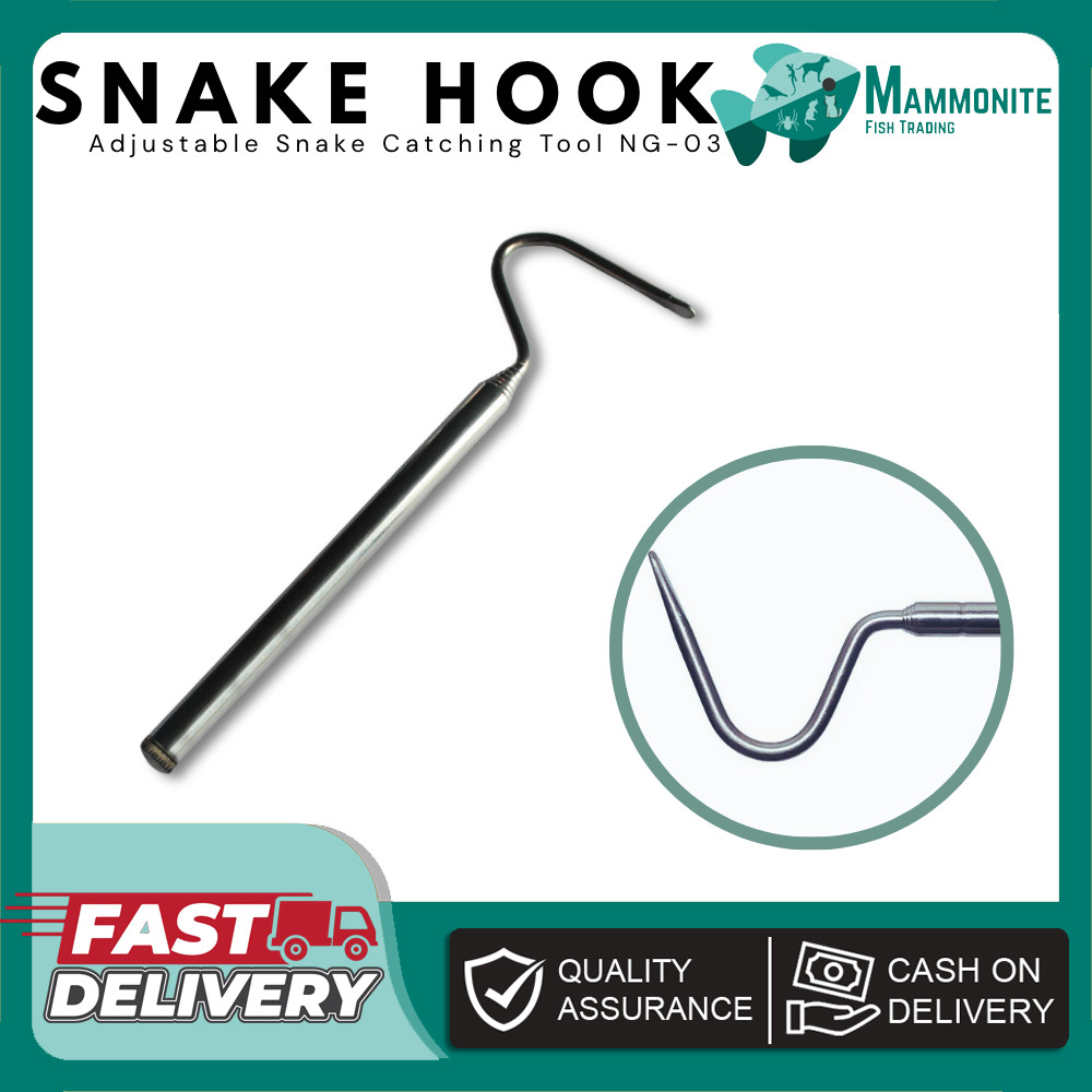 Portable Snake Hook Collapsible Stainless Steel Snake & Reptile Hook Retractable Catching Snake ...