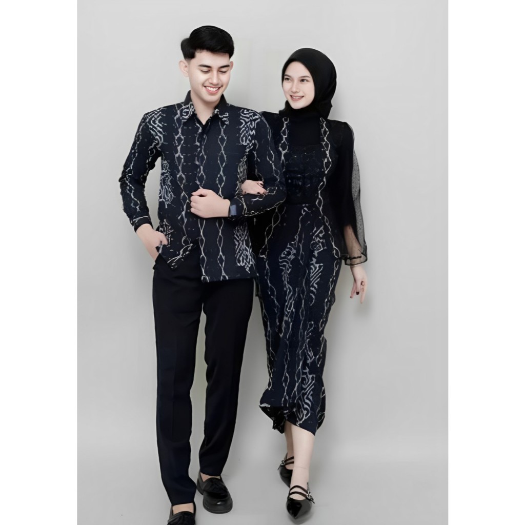 KEMEJA Woven Couple Kebaya Men's Shirt Women's Kebaya Set Black Puspa ...