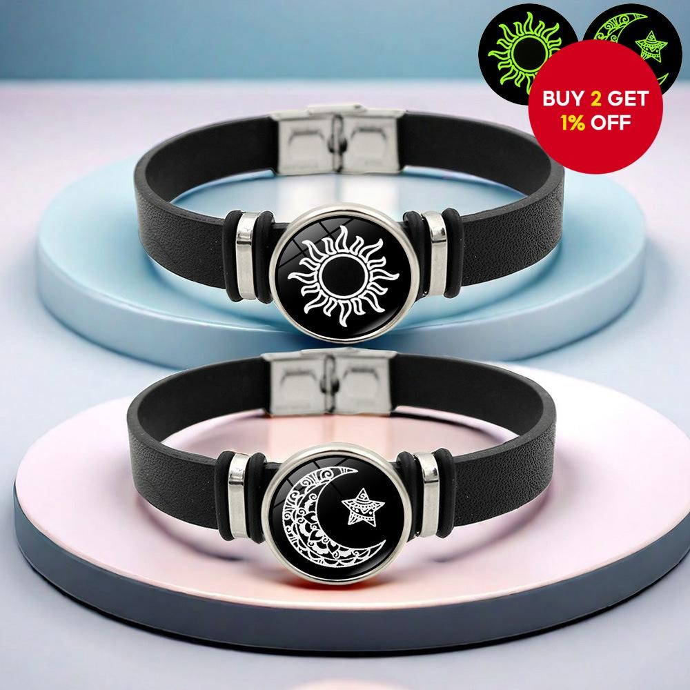 Sun Moon Glow in The Dark Couple Bracelets Set for Lovers Matching ...