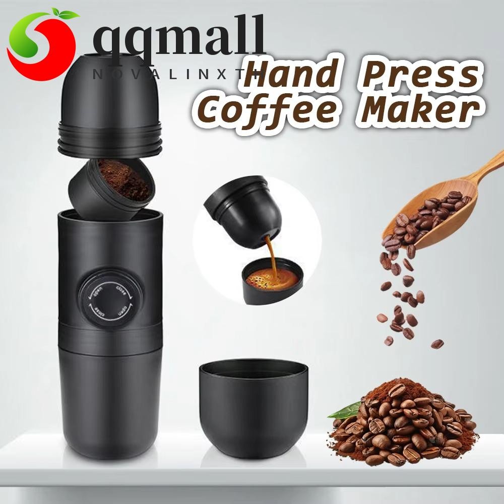 QQMALL Espresso Coffee Maker, Manual Hand Press Travel Coffee|Portable Black 140ml Capsule ...