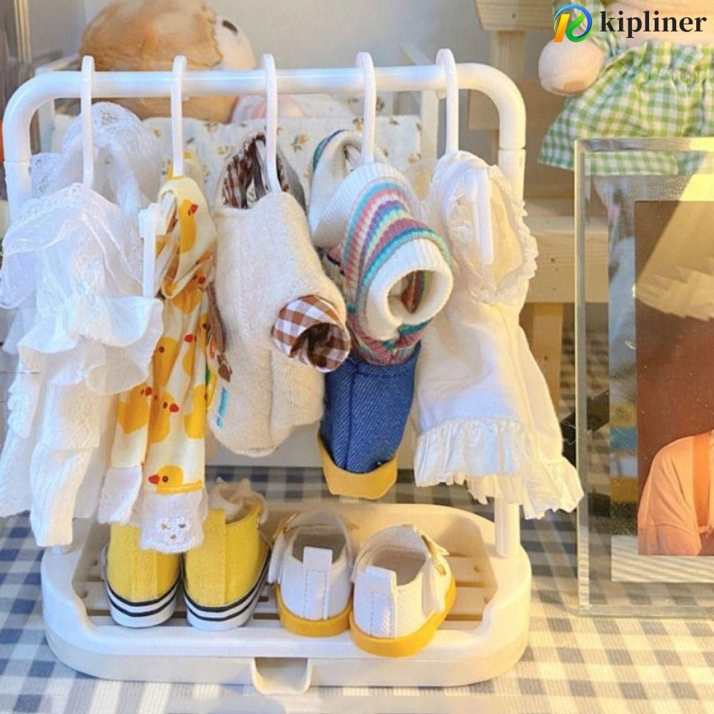 KIPLINER Doll Clothes Hanger, Mini Plastic Dolls Clothes Storage Rack ...