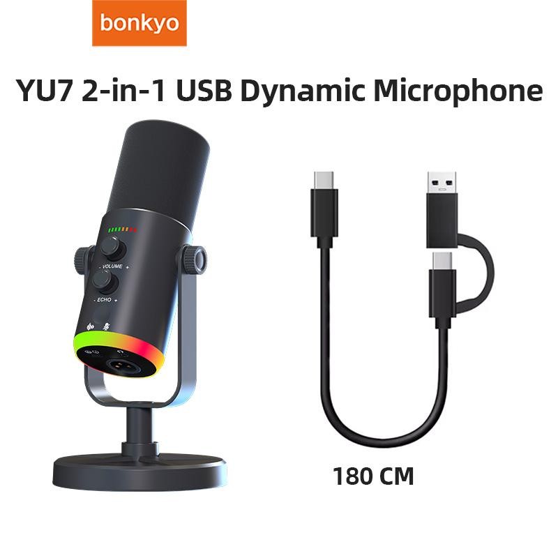 Bonkyo YU7 USB Dynamic Microphone RGB Gaming Mic Noise Canceling For ...