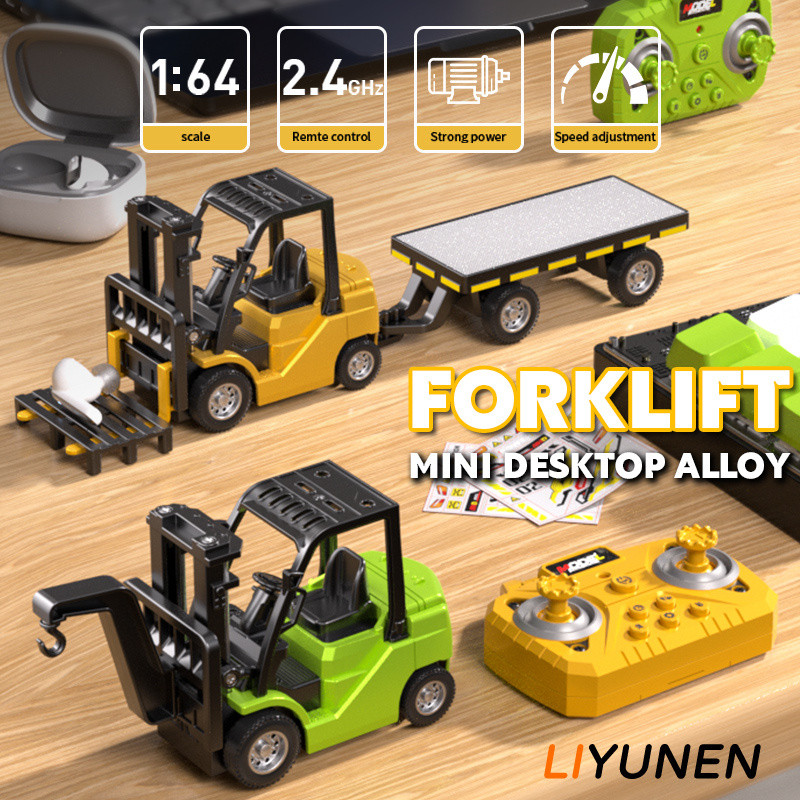 1/64 Mini Alloy RC Forklift Complete Set True Lift-down-rotate with ...