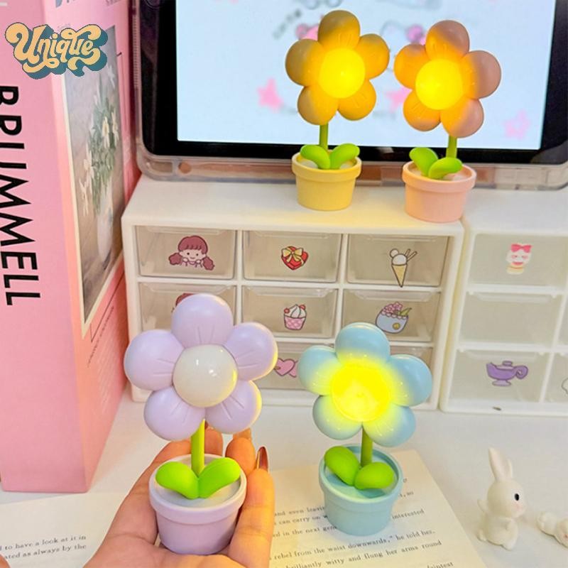 (Unique) Mini LED Flower Night Light Cute Small Table Lamp Desktop ...