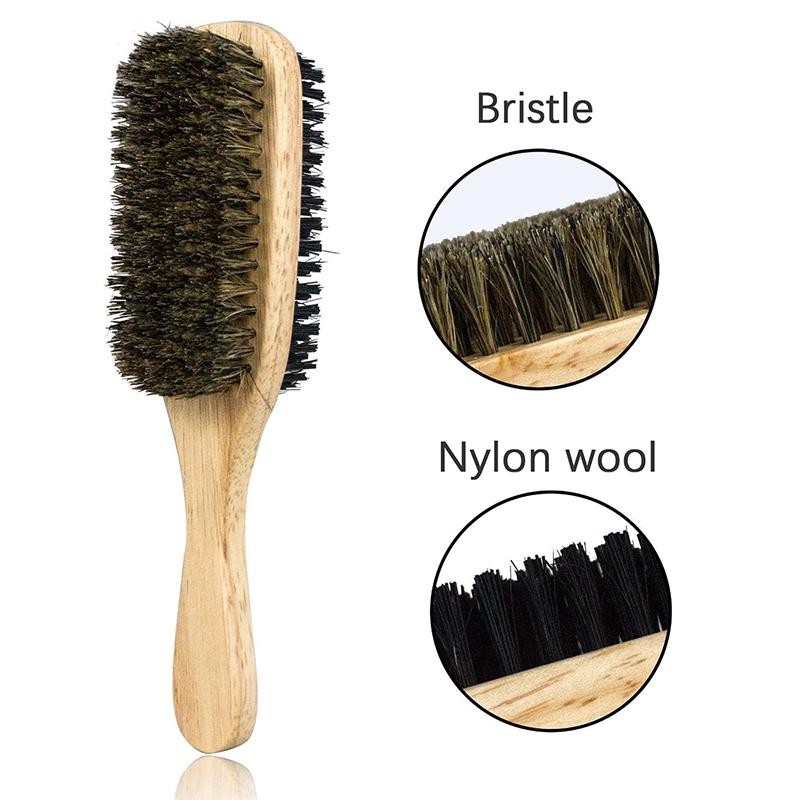 ONPH Boar Bristle Beard Mustache Comb Wood Handle Hair Brush Shaving ...