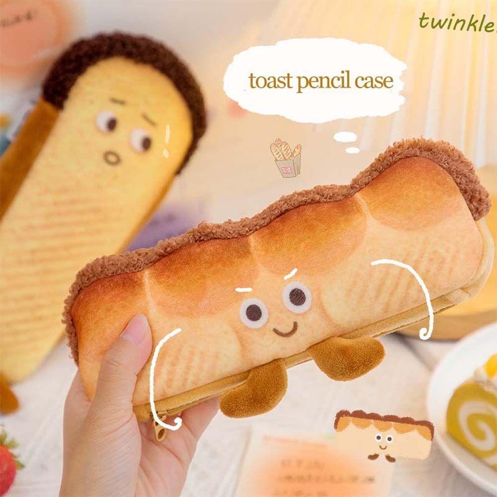 TWINKLE1 Bread Pencil Bag Large Capacity Square Bag Casual Flush ...