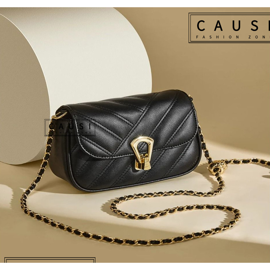 CAUSI Shoulder Bag, Medium to hard Split Leather Crossbody Bag ...