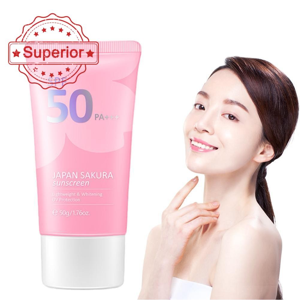 Sakura Sunscreen Cream Korean Protector Facial Sun Spf50 Isolation Blocker Moisturizer Cream ...