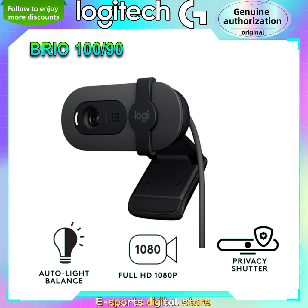 Logitech Brio 100/90 Full HD 1080p Built-in Mic with Auto-light Balance ...