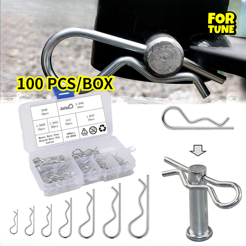 100PCS/Box R Type Pin Heavy Duty Wave Cotter Pins Spring Fastener ...