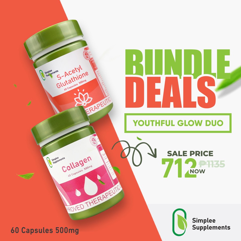 Simplee Youthful Glow Duo –S-Acetyl + Collagen for Brightening, Anti ...