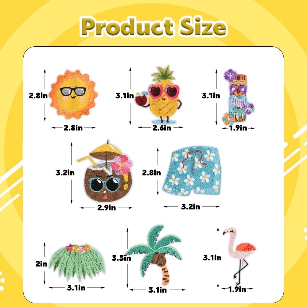 Hawaiian Embroidered Iron On Patches 16PCS, Cute Luau Tropical ...