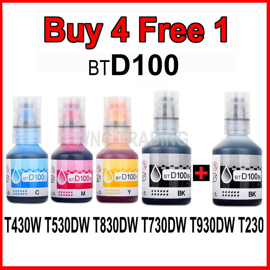 Brother BTD100BK /C/M/Y Compatible Refill Ink for Printer T230 T430W ...