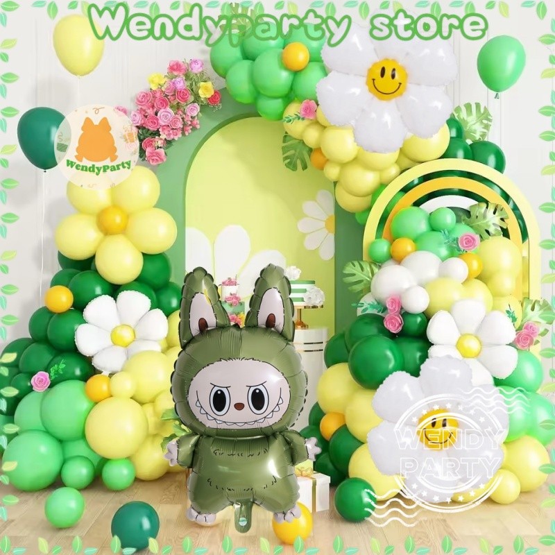 1set Monster Family Labubu Theme Balloon Green Latex Balloon Set for ...