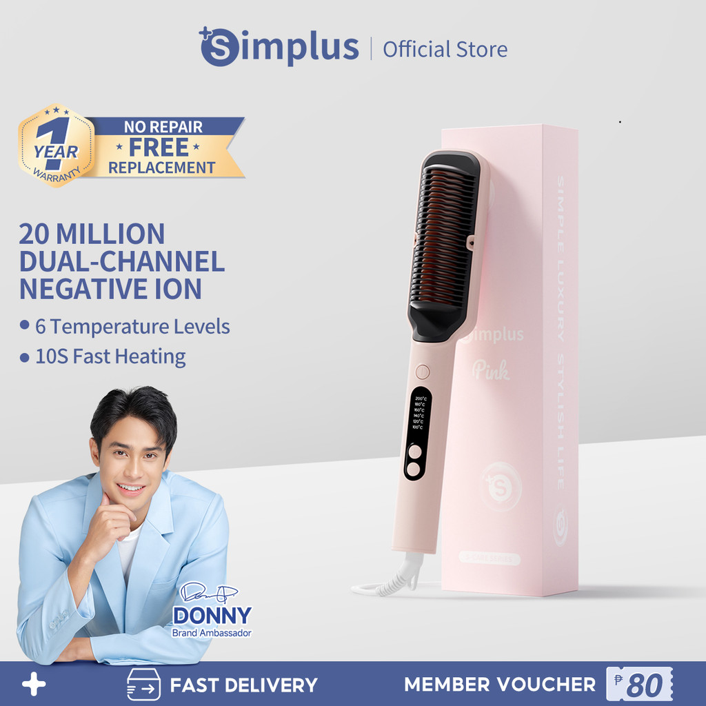 Simplus Hair Straightener Brush Comb Negative Ion Hair Brush Hair ...