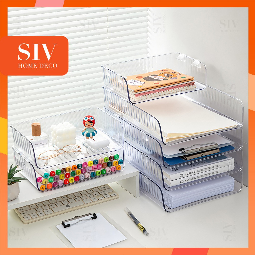 SIV Acrylic Desktop Organizer Stackable Storage Tray For Files, Paper ...