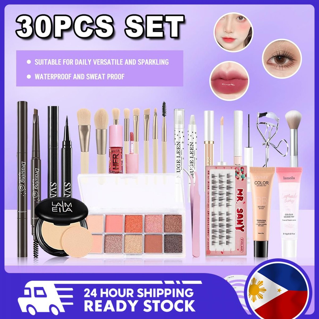 30PCS Beginner Face Makeup Set Powder Blush BB Cream Lipstick Concealer ...