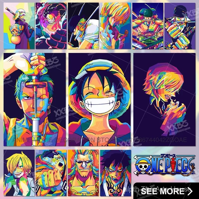 ONE PIECE Posters Monkey D. Luffy Home Decor Roronoa Zoro Anime ...