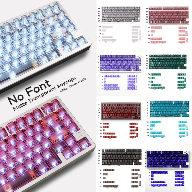 Matte Transparent No Font Keycaps 108Keys/Set PC Cherry Profile Custom ...