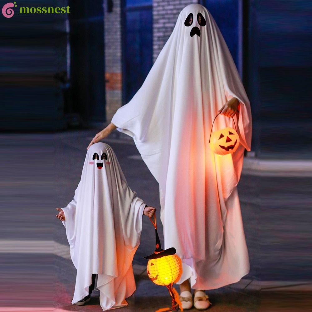 MOSSNEST Ghost Costume Cape, White Scary Halloween Costumes, Funny ...
