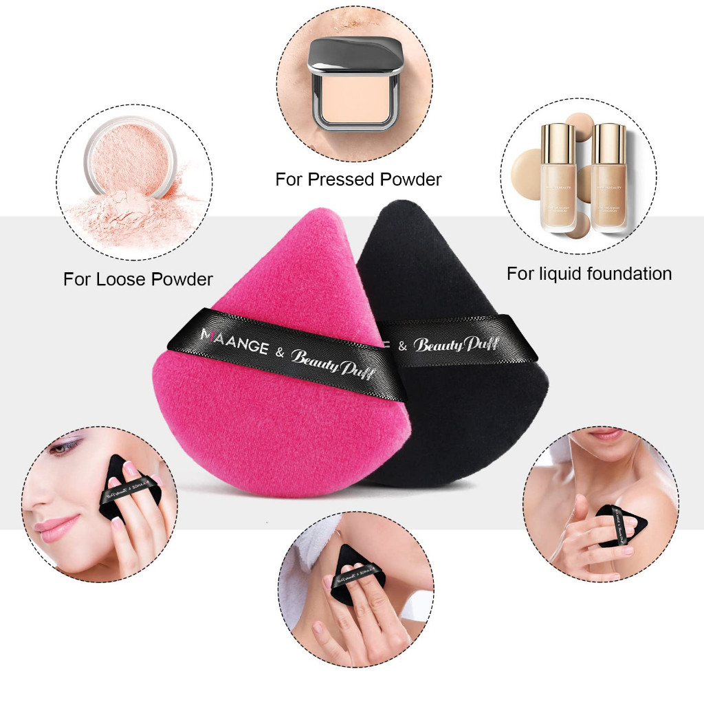 MAANGE Triangle Powder Puffs Set Super Soft Velvet Makeup Sponges For ...