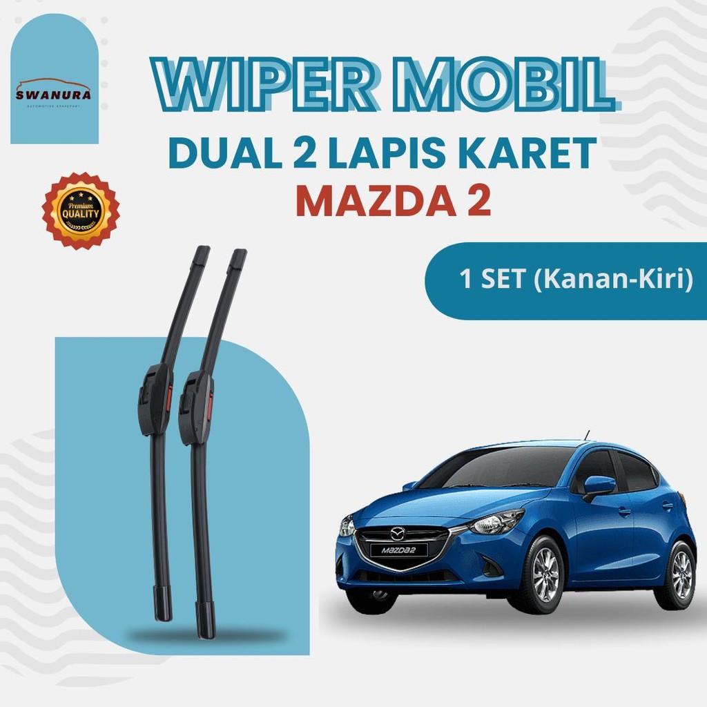 Mazda 2 Frameless Dual Rubber Wiper 1 Set Right and Kiri | Shopee ...